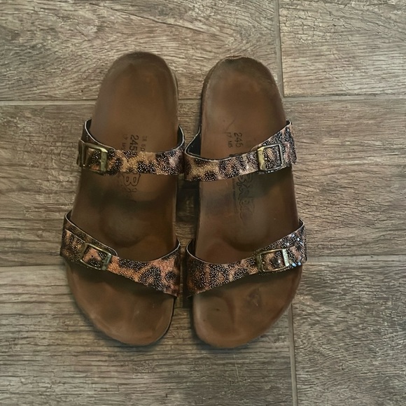 Birkenstock | Shoes | Birkenstock Birkis Tahiti Leopard Print Glitter ...